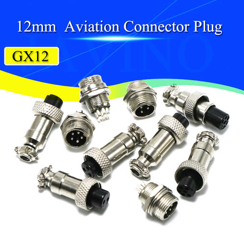 GX12 2/3/4/5/6/7 1set Pin Male + Female 12mm Circular Aviation Socket Plug Wire Panel Connector ...