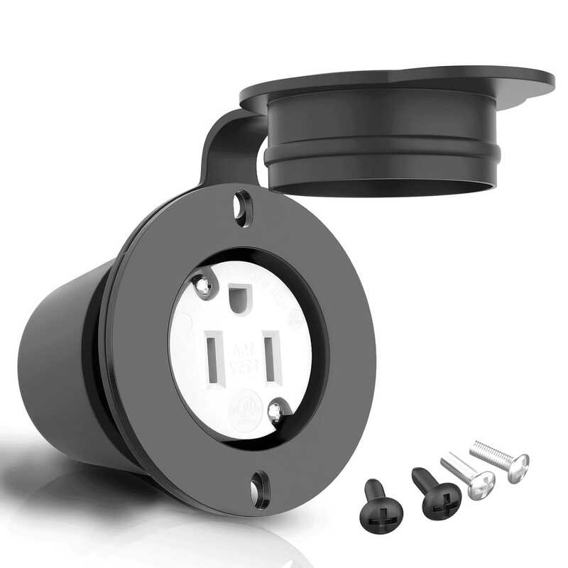 NEMA Flange socket, 5-15 15 ampere grounded straight blade flange ...