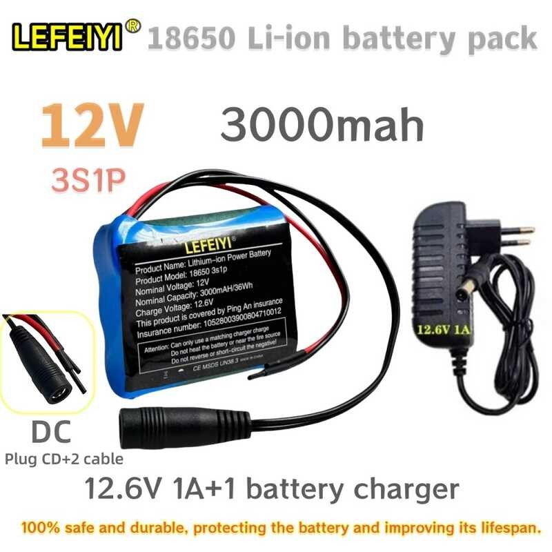 100% Original 12V 3000Mah 18650 Power Battery With Charger (3S1p ...