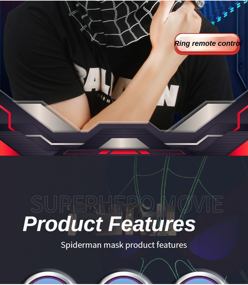 Halloween Spider-Man Headgear Electric Blinking Glowing Chin Control ...