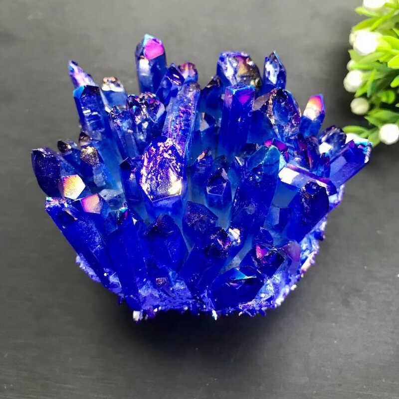 Blue Original 15-70G Crystal Geode Electroplated Blue Crystal Pillar ...