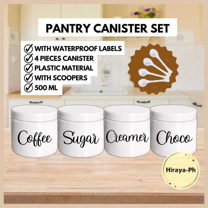 Hiraya Ph Coffee Canister Set Of 4 Pcs 500Ml With Spoon & Label ...