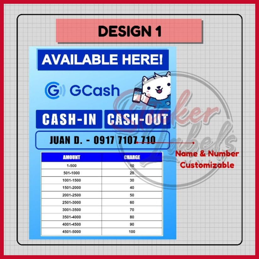 GCASH Tarp Cash In Cash Out Rates Signage | Shopee Philippines