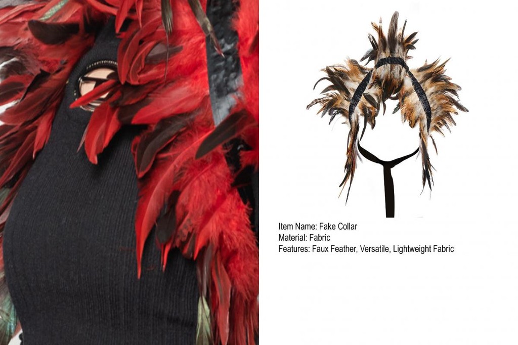 LK Cape with Feathers Lightweight Fake Collar Stylish Gothic Feather ...
