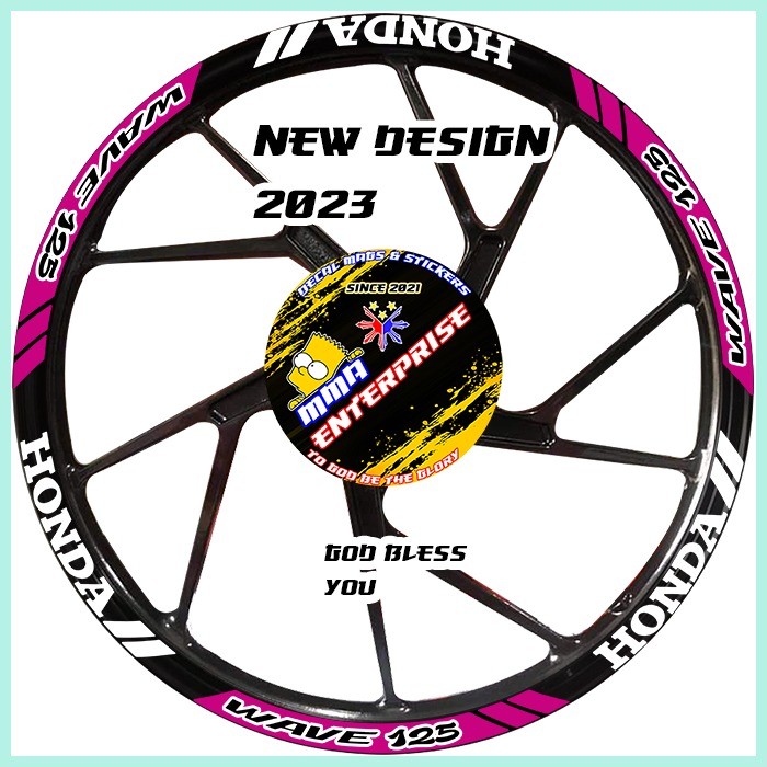 HONDA WAVE 125 PRINTED, MAGS STICKER DECALS (SET FOR 2 WHEELS FRONT AND ...