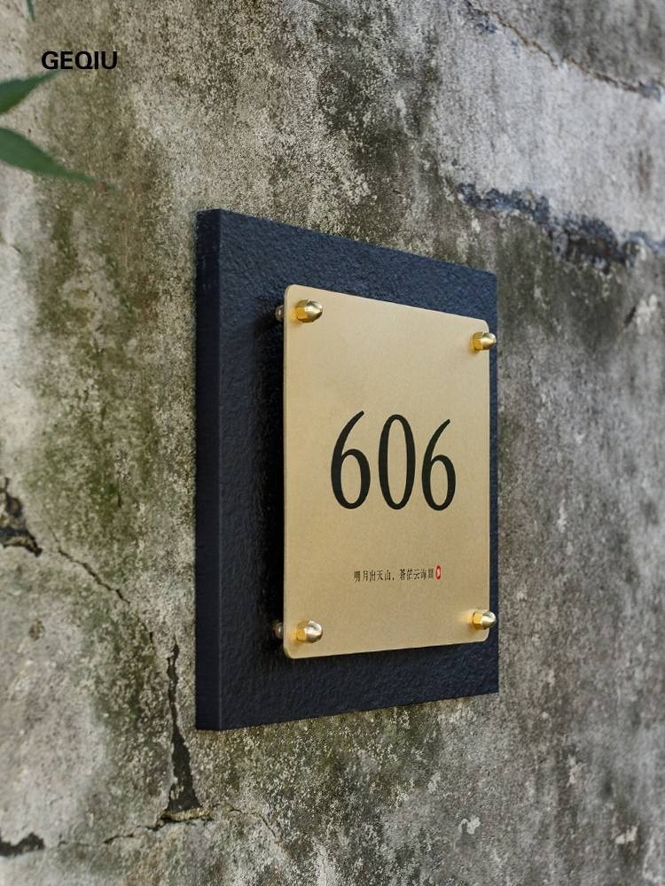 Customized House Number High-End Brass Sign House Number Stone Guide ...