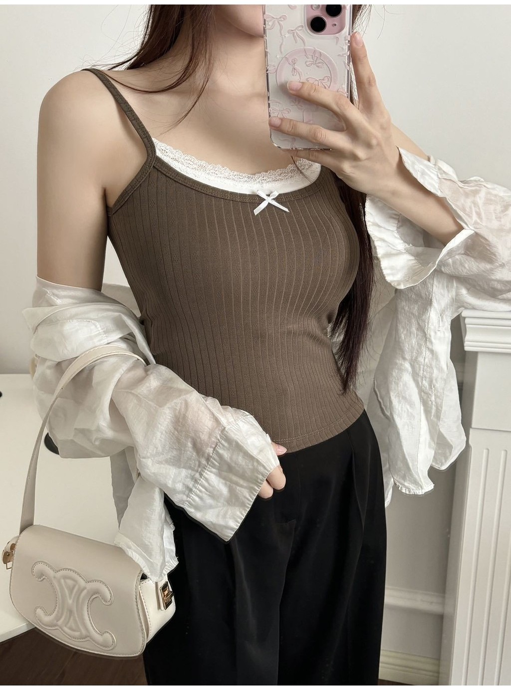 Womens Lace Camisoles Plain Tanks With Chest Pads Girls Casual Sexy Vest Sleeveless Top