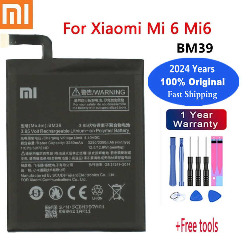 2024 Years BM39 Xiao mi Original For Xiaomi Mi 6 Mi6 3250mAh High Capacity Phone Battery Fast ...