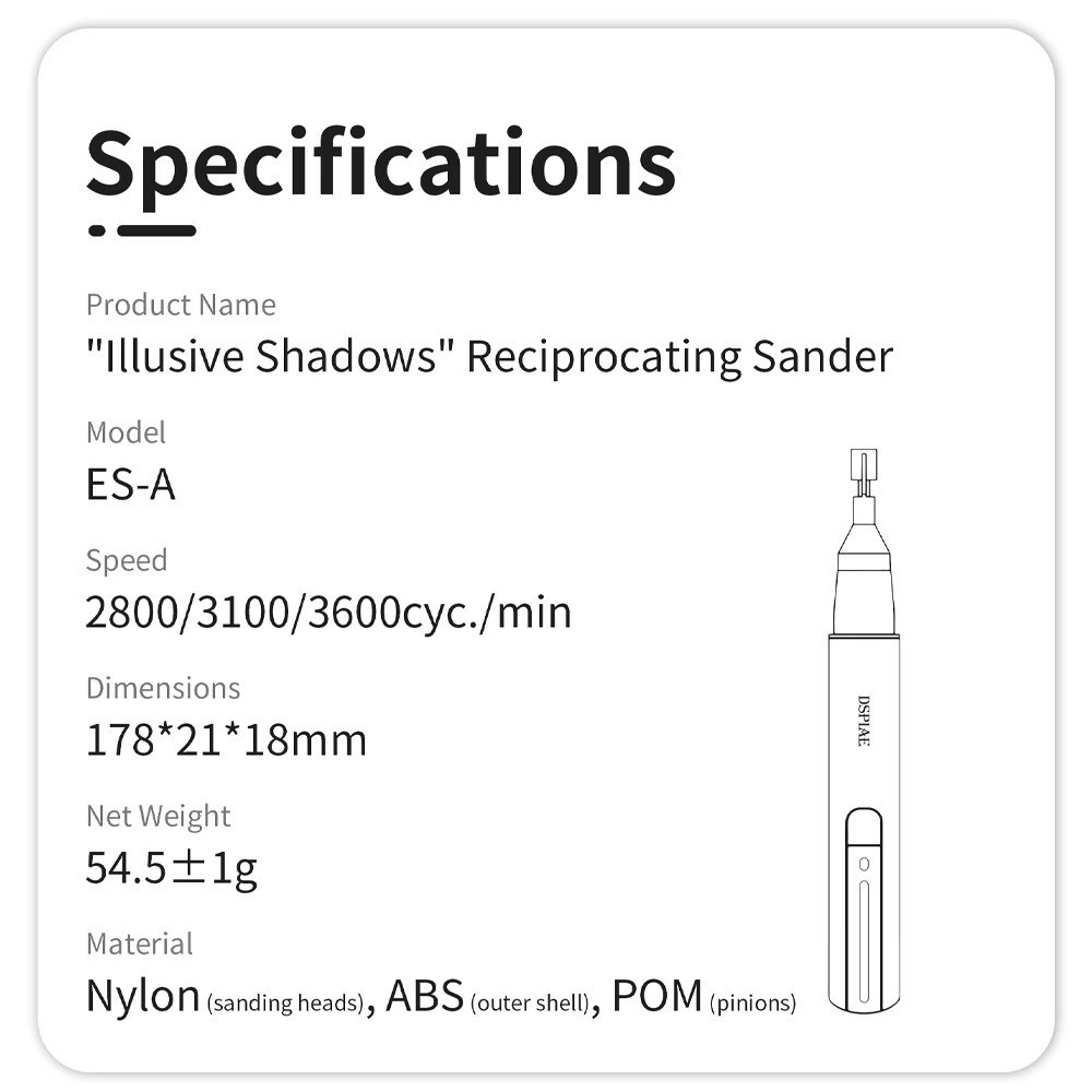 DSPIAE ES-A Reciprocating Sander for Model DIY Electric USB Charge ...