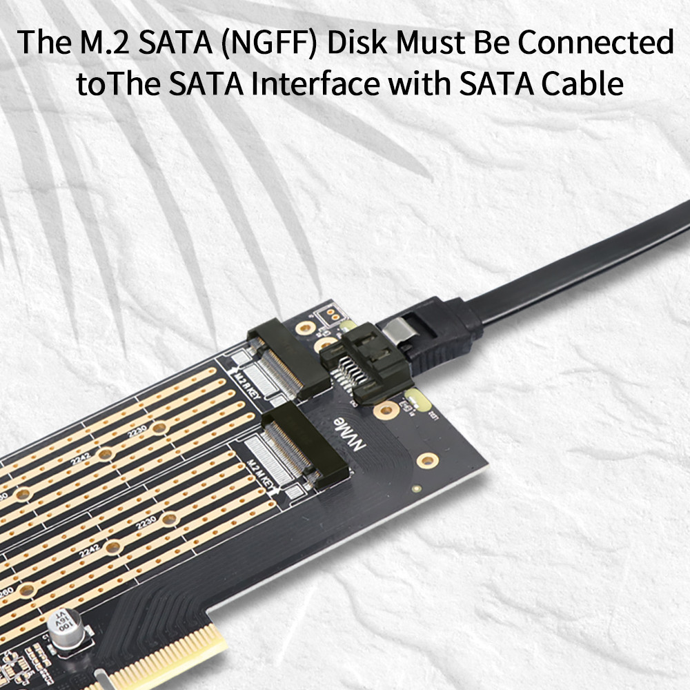 JEYI SK6 M.2 Dual M.2 PCIE 4.0 Adapter for NVMe / NGFF SSD, NVME (m Key) and SATA (b Key) SSD to ...