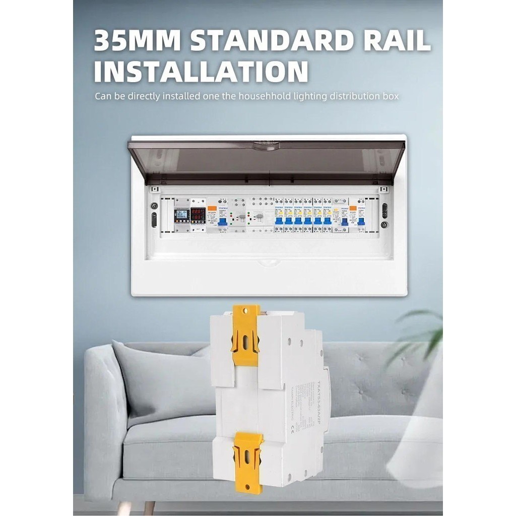 taxnele Din Rail 2P 4P ATS Dual Power Automatic Transfer Switch Electrical Selector Switches 63A ...