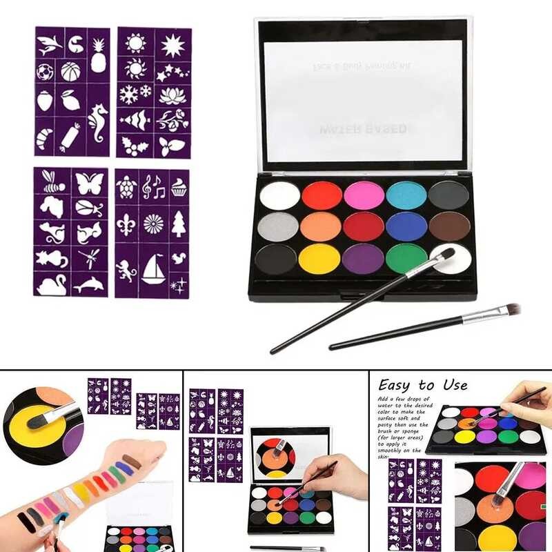Colors [Jslf] 15 Water Based & Body Painting Palettes Face Art ...