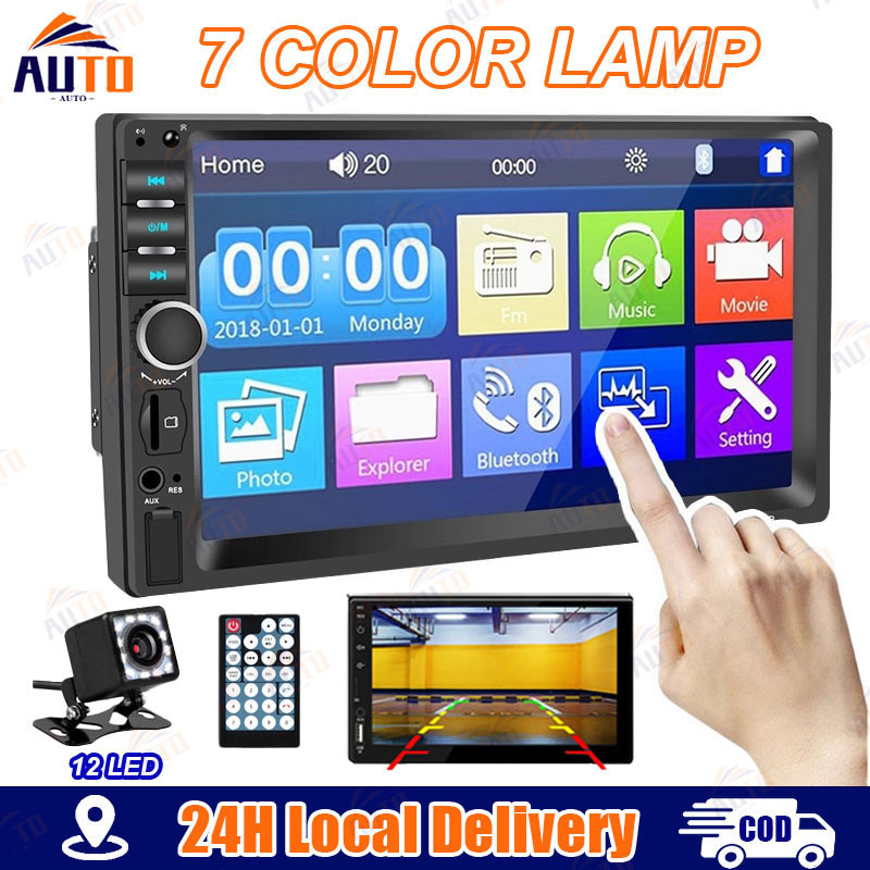 2 Din 7 Inch Car Stereo Audio Radio Bluetooth 7" Touch Screen Monitor ...