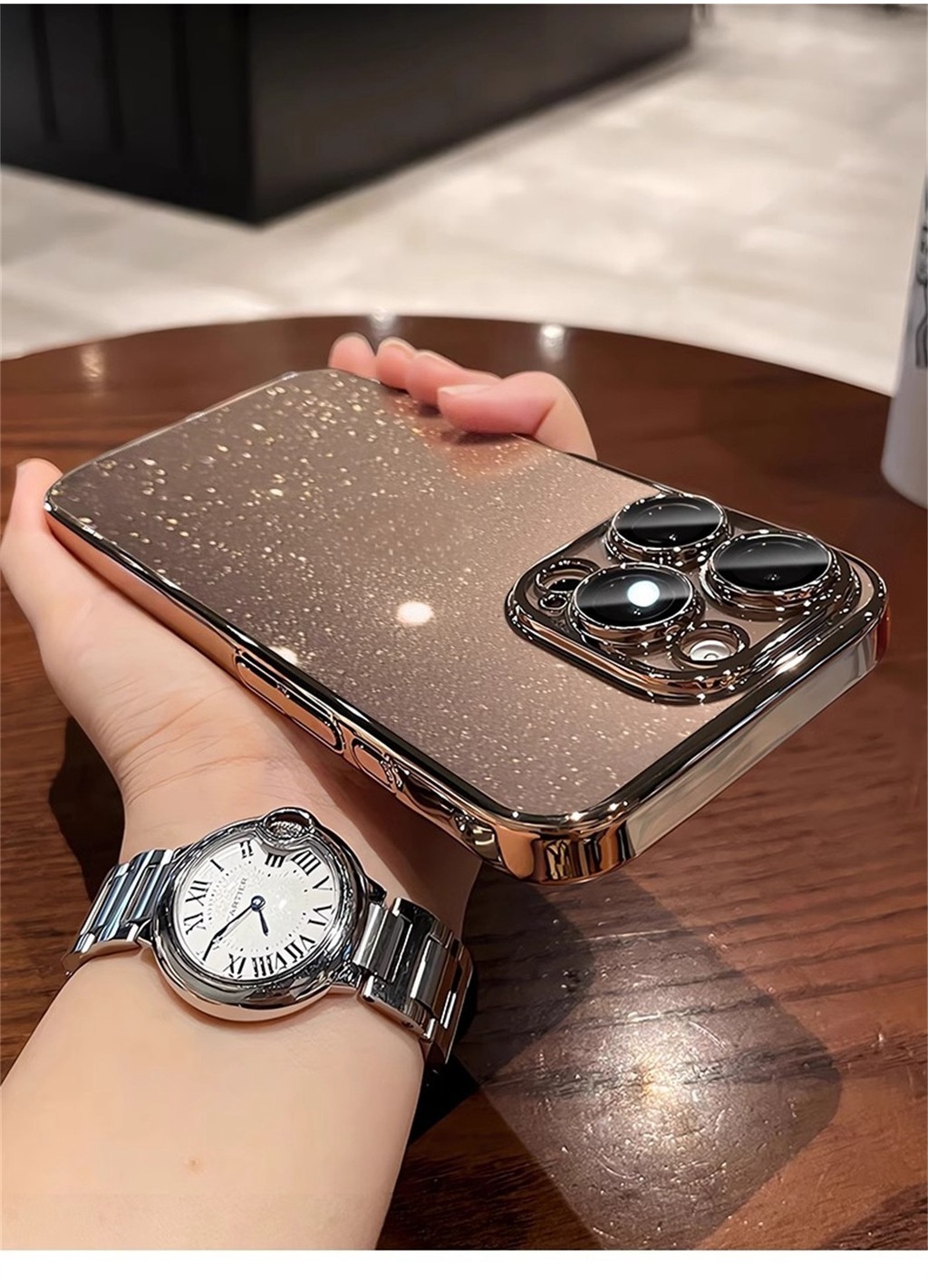 Desert Titanium Shiny Dots Transparent Phone Case for IPhone 16 Pro Max ...