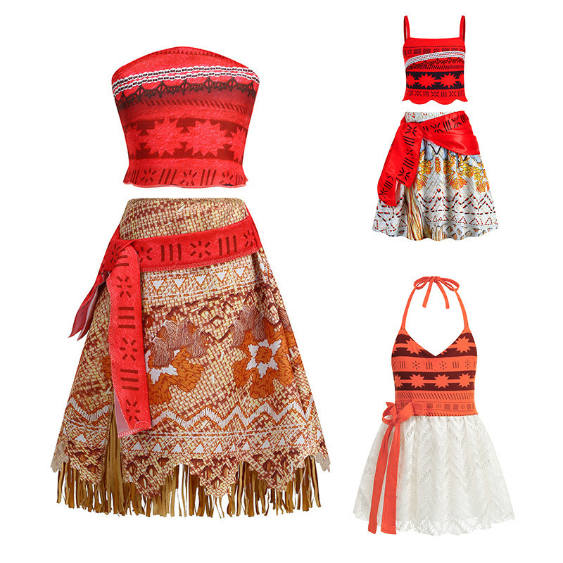 ♀ Adult Kids Vaiana Princess Girl Halloween Party Moana Dress Costume ...
