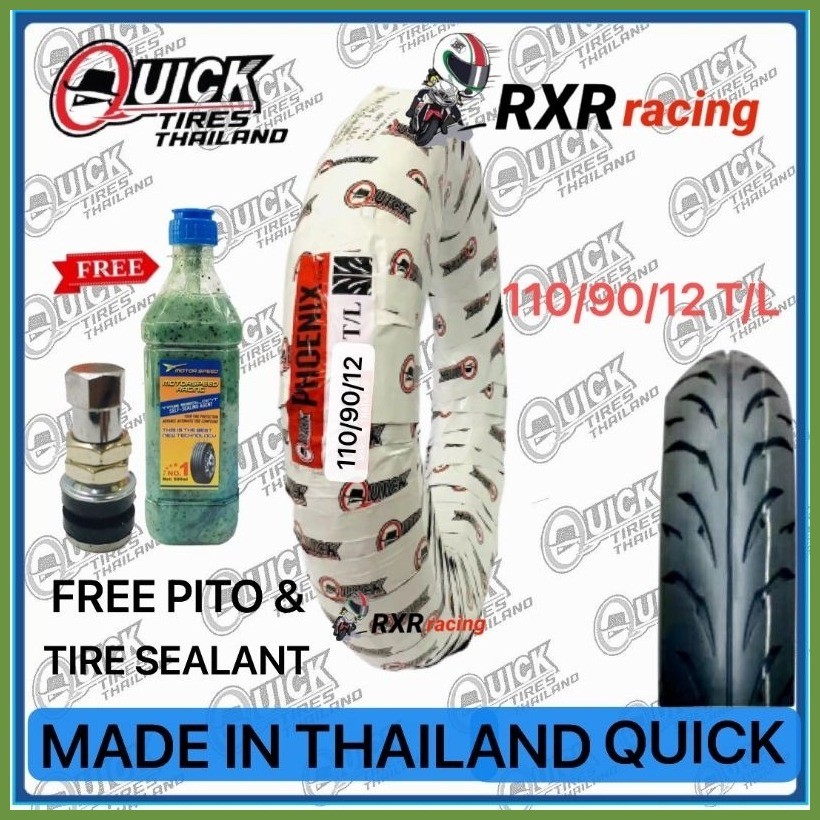 QUICK TIRE FREE TIRE SEALANT & PITO PHOENIX TUBELESS By10-12 90/100/10 ...