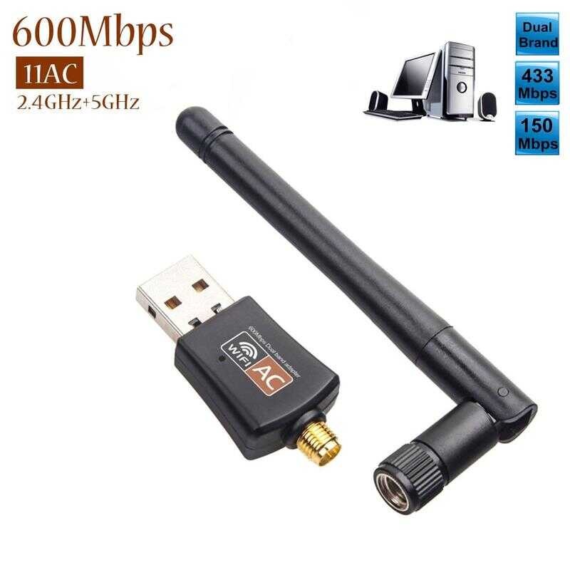 USB Wifi 600Mbps Dual Band Wireless Network Adapter Dongle 2.4Ghz / 5 ...