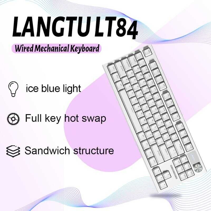 LANGTU Lt84 Wired Mechanical Keyboard Full Key Hot-Swappable White ...