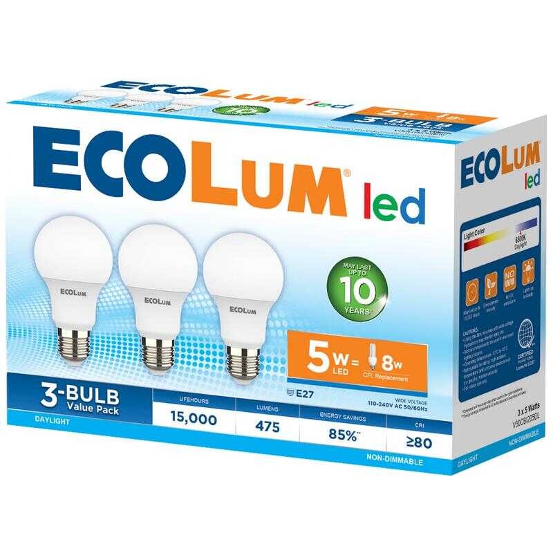 Ecolum 3-Led Bulb Value Pack (5W) | Shopee Philippines