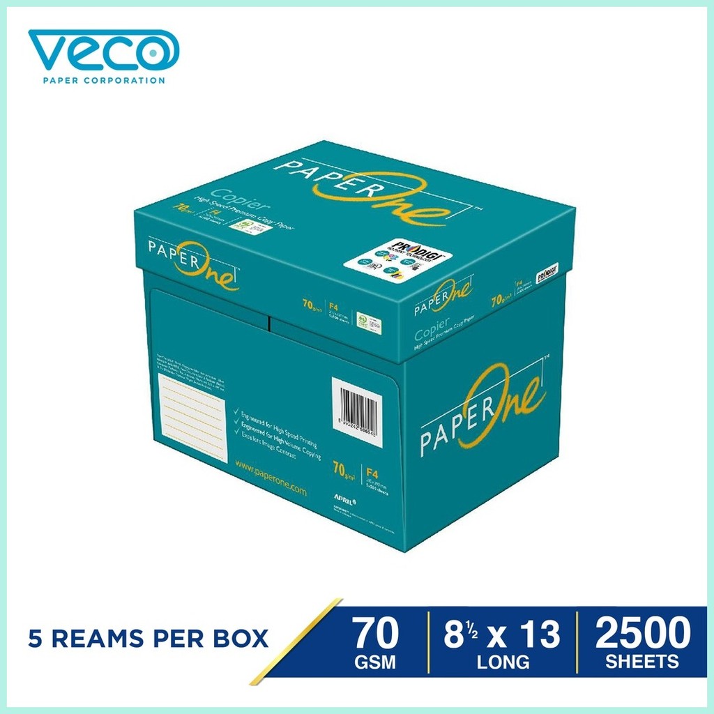 Veco PaperOne 70gsm (Short, A4, Long) 5reams/box | Shopee Philippines