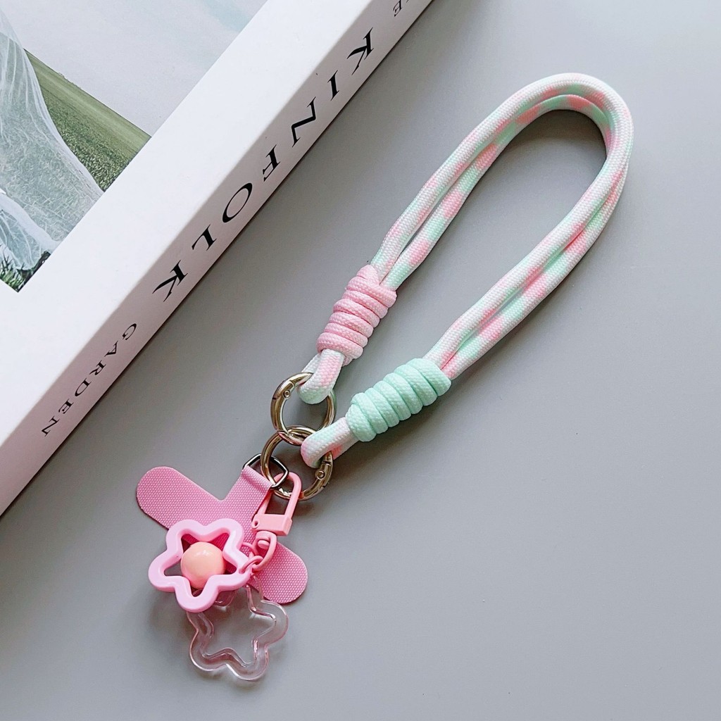 Dopamine Short Rope Phone Lanyard Wrist Strap Colorful Card Bell Buckle ...