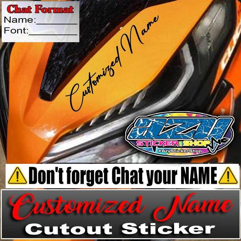18C Personalized /Customize Name Stickers, For Car, Motorcycle, E-Bike ...