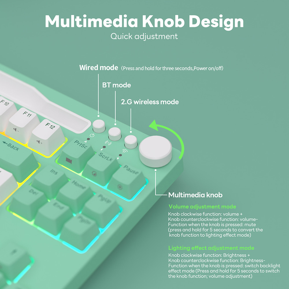 RK Royal Kludge RK H87 Three Modes Wireless 87 keys Mechanical Keyboard ...