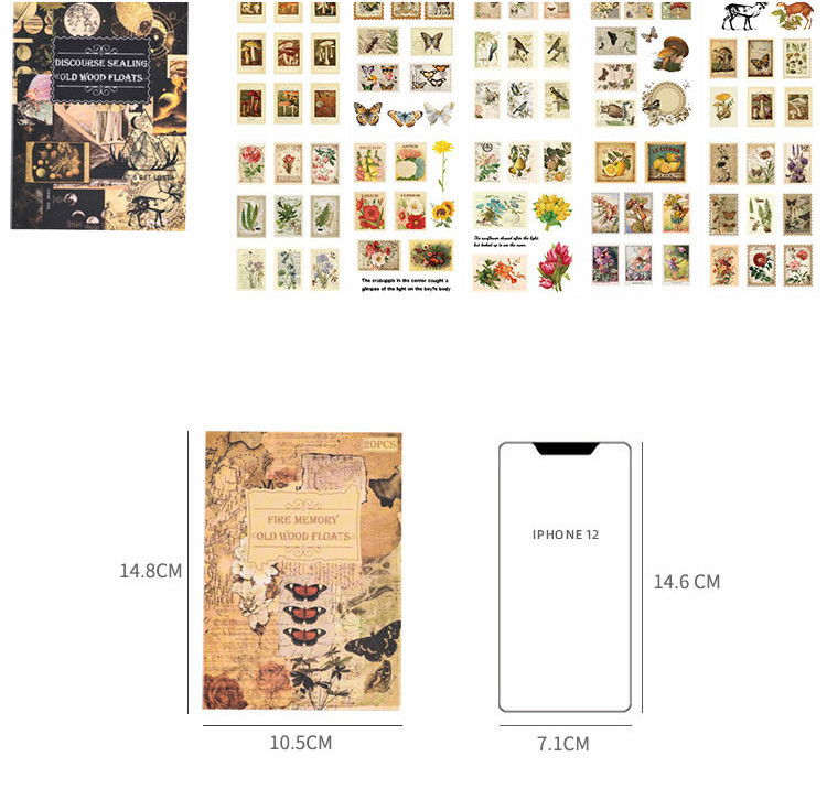 Journamm 20 PCS Vintage Stickers Books PET Materials DIY Scrapbooking ...