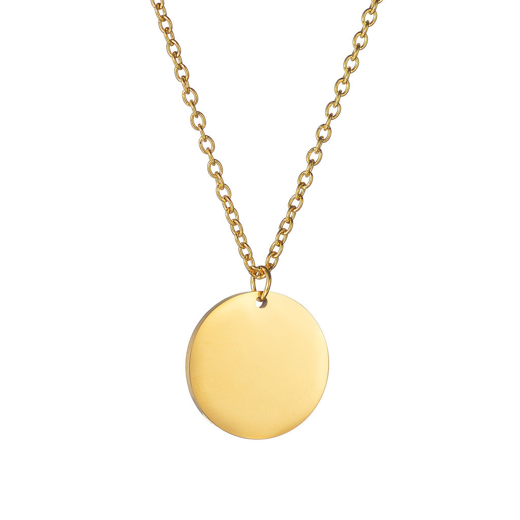 Stainless Steel blank Medallion Pendant Necklace Engrave Name Round ...