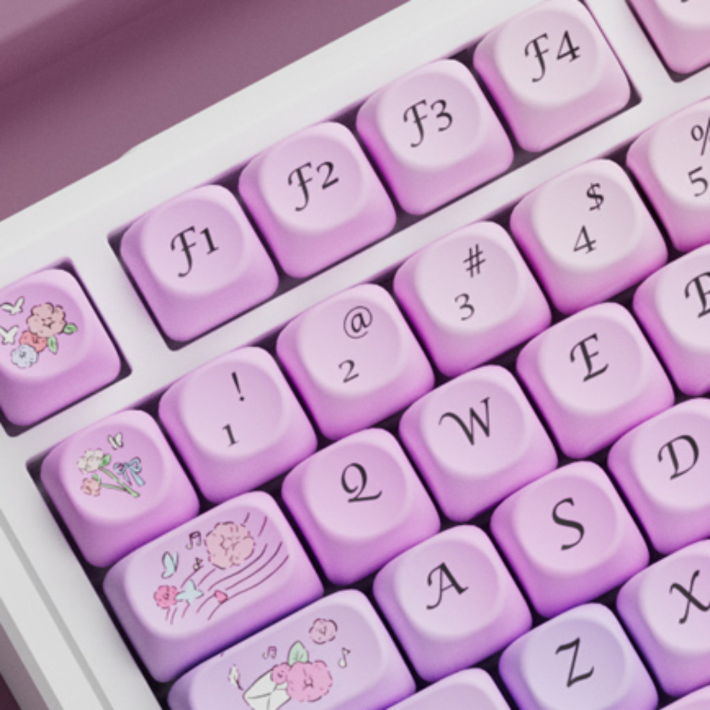 Pink Butterfly Keycaps MX PBT DYE-SUB Pink Theme for 60% 65% 75% 100% ...