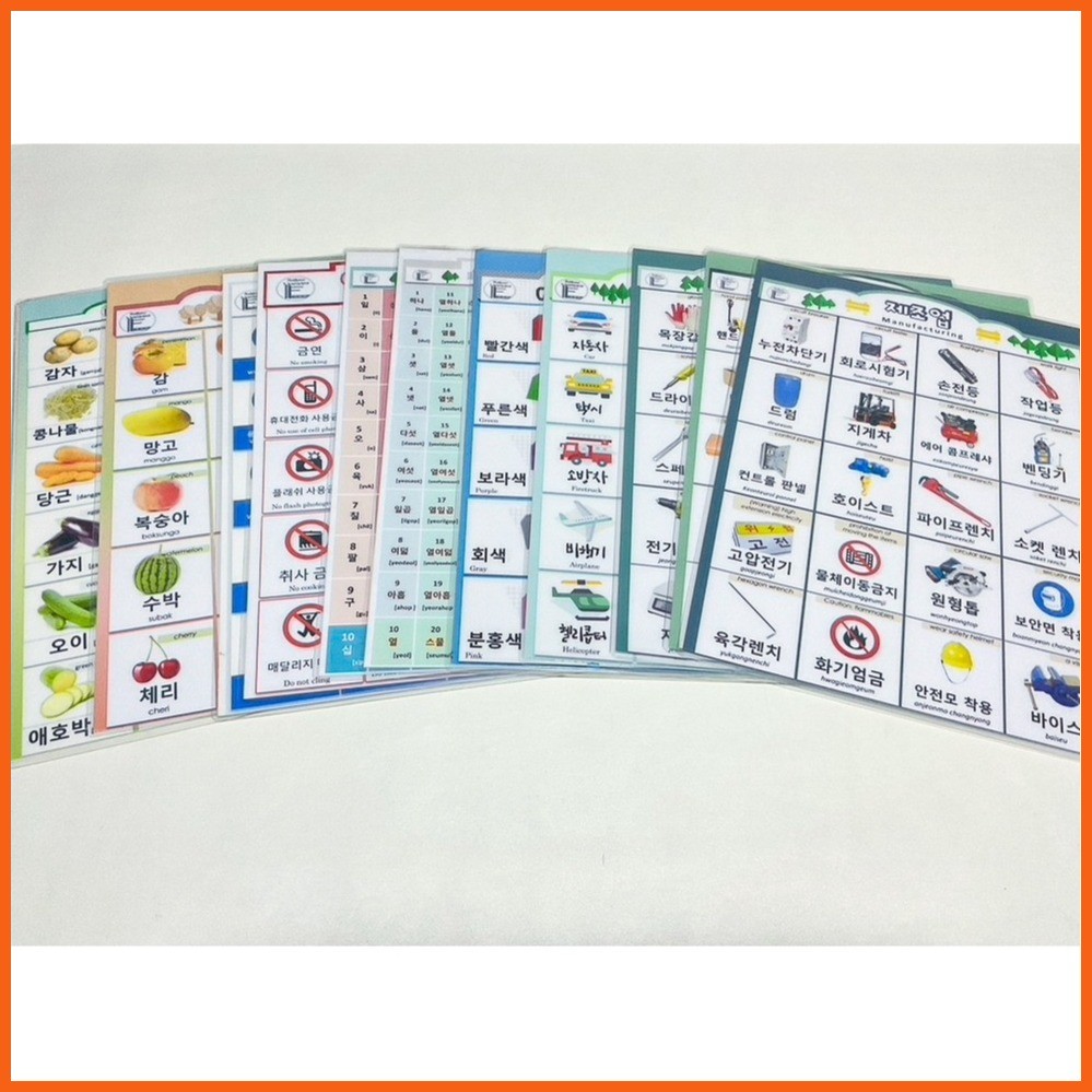 Korean Laminated Chart , Korean Vocabulary for Beginners (A4); Colorful ...