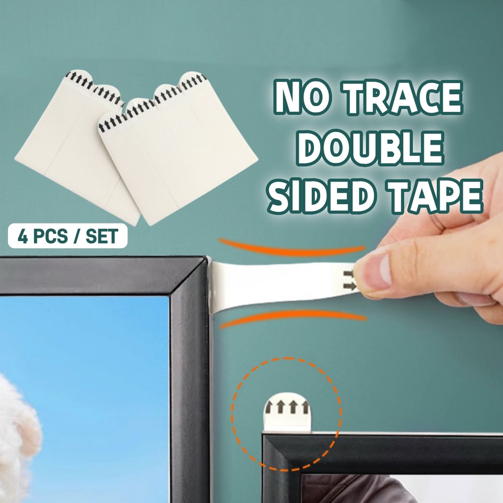 (4 PCS/SET) Easy-pull GlueTraceless Double Sided Tape Strong Adhesion ...