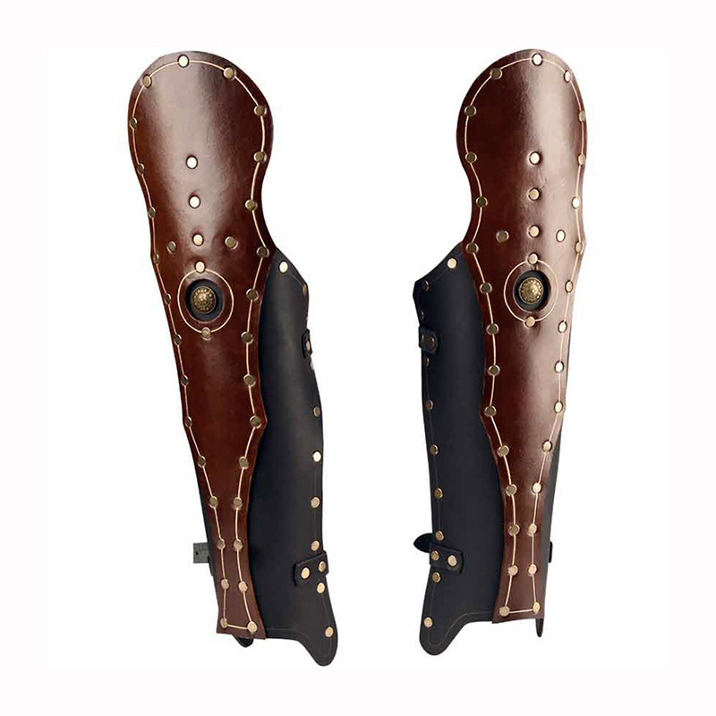 キ Ancient Greek Roman Gladiator Legion Leather Knee Greaves Leg Armor ...