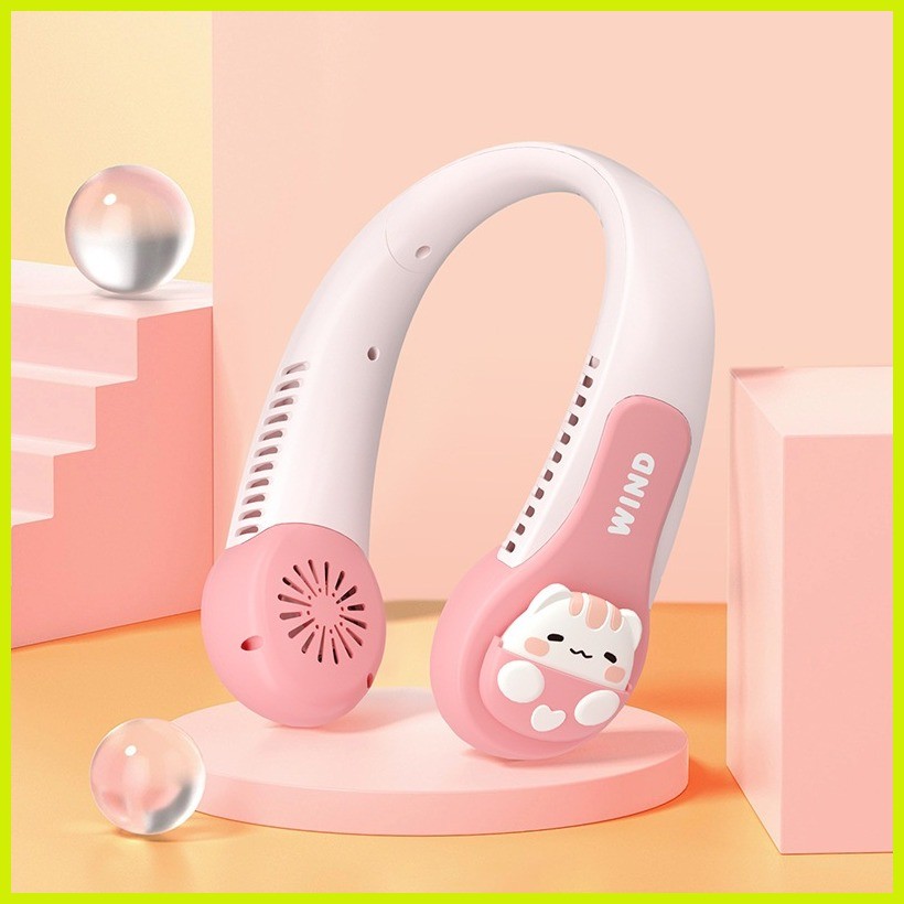 Portable Neck Fan for Kids Cartoon Mini Fan USB Rechargeable 4000mah ...