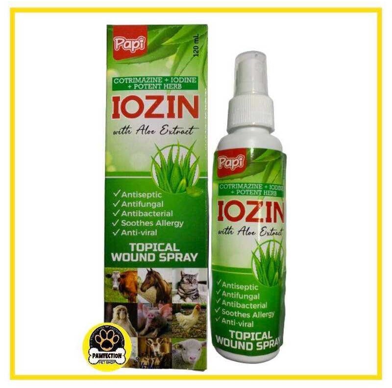 Papi 2024 COD Iozin Animal Wound Spray 120 ml (para sa mga aso, Cats ...