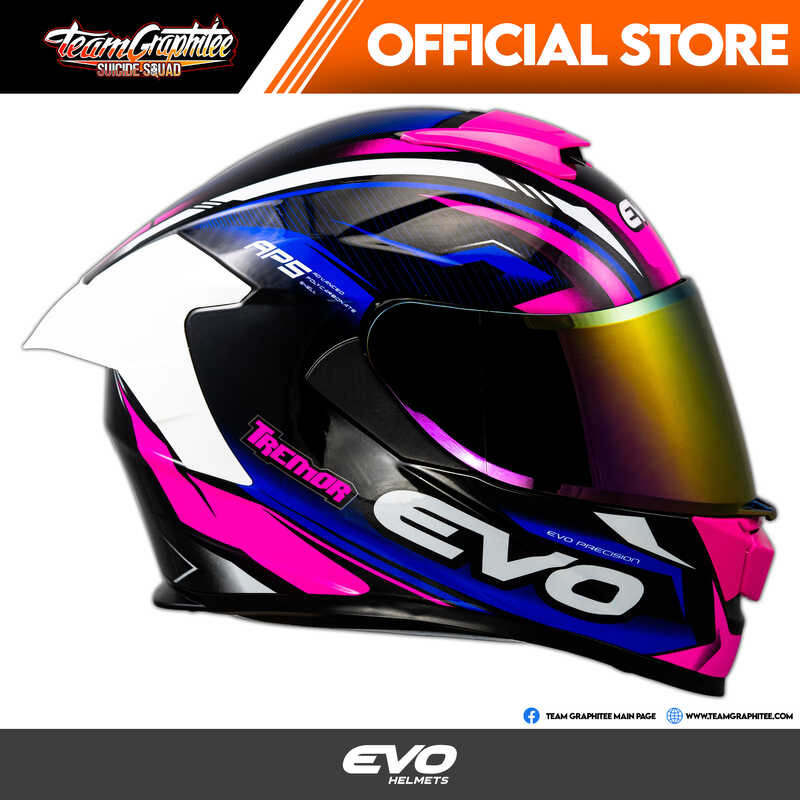 EVO GT-PRO TREMOR (REVO PINK LENS) FULL FACE DUAL VISOR WITH FREE CLEAR ...