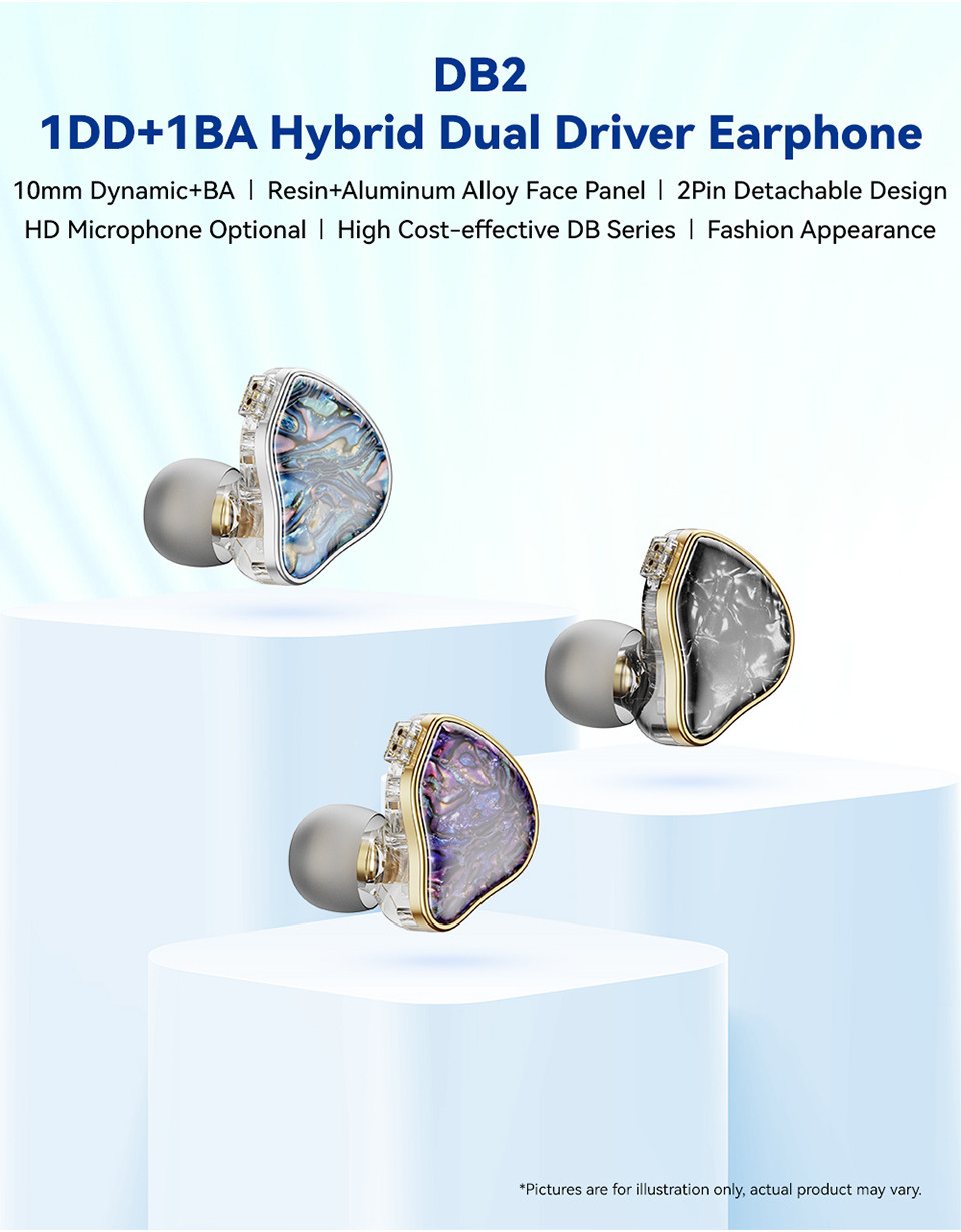 NiceHCK DB2 Microphone In Ear Monitor Headset 1DD+1BA Dual Driver ...