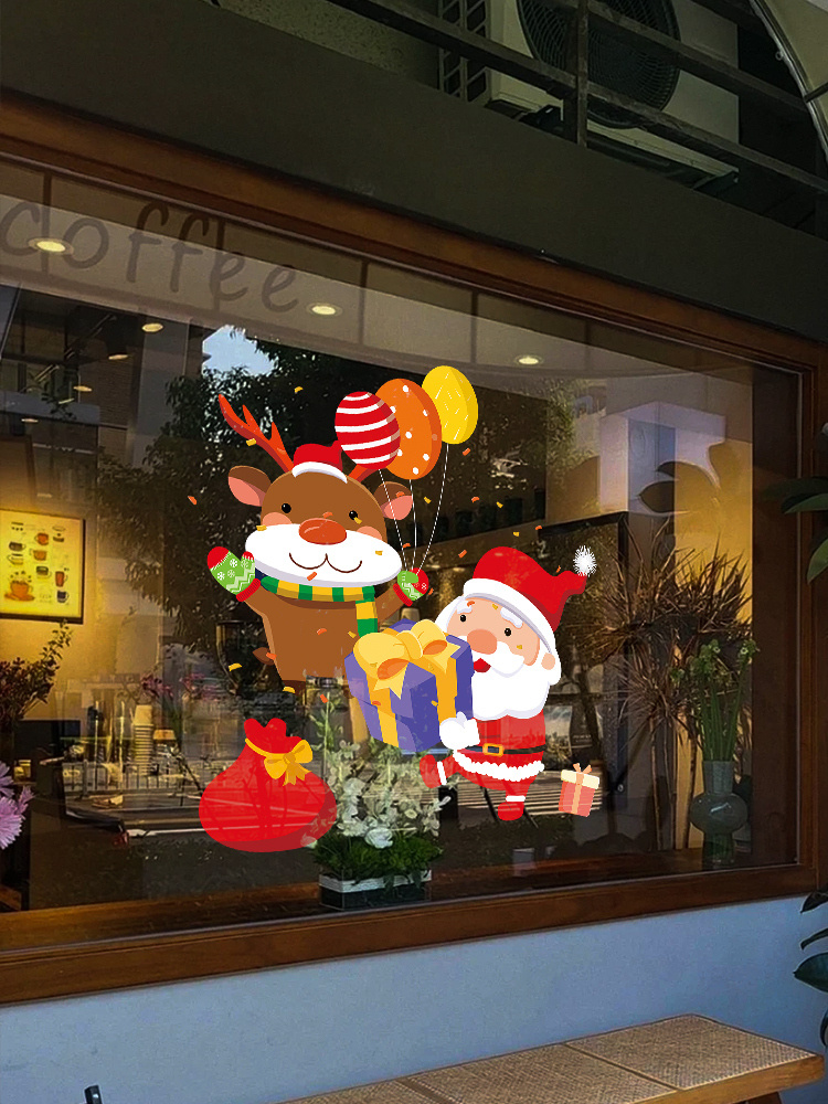 Christmas Decorations Glass Door Stickers New Year's Day Shop Glass ...