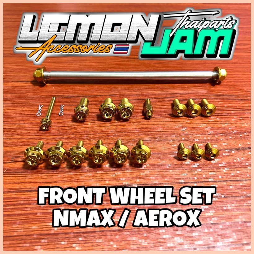 ∈ HENG CNC / GOLD FRONT WHEEL SET NMAX V1 / NMAX V2 / AEROX V1 / AEROX ...