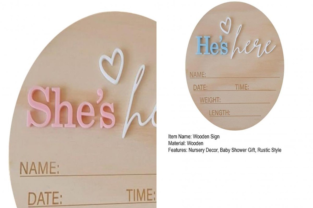CHEER Personalized Baby Keepsake Sign Handcrafted Wooden Baby Milestone ...