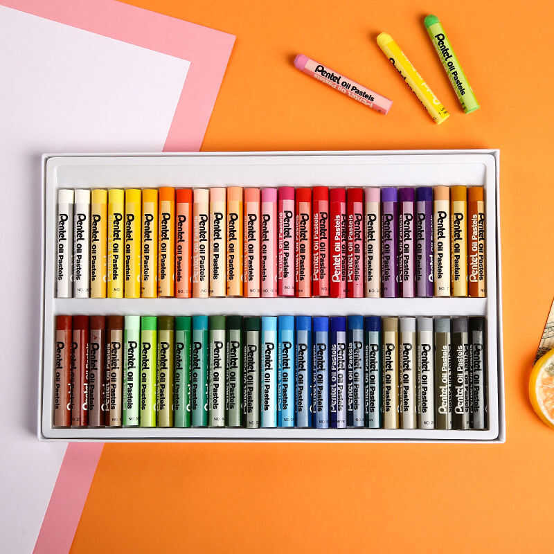 Pentel 50 Colors Heavy Body Oil Pastels Water Washable Crayons For ...