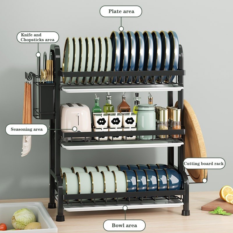 304 Stainless Steel 2/3 Layers Kitchen Rack Dish Rack Kitchen Storage ...