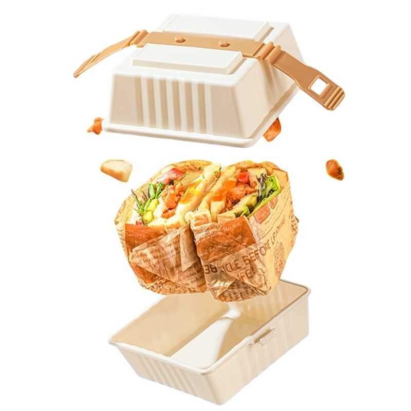 2 Pack Reusable Burger Box, To-Go Hamburger Sandwich Container, Square ...
