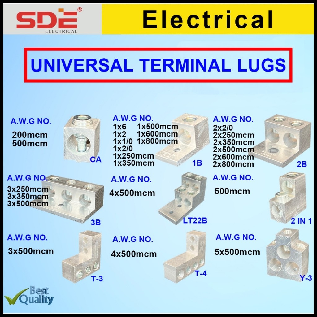 Mechanical Terminal Lugs Copper Aluminum Part1 (1HOLE) 1B Series ...