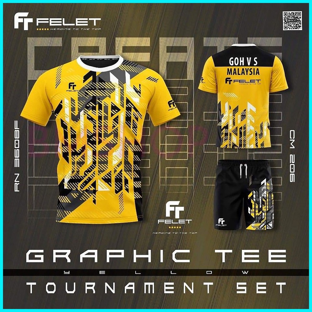 Felet Tournament Shirt & Pant RN3608F CM206 (YELLOW BLACK) | Shopee ...