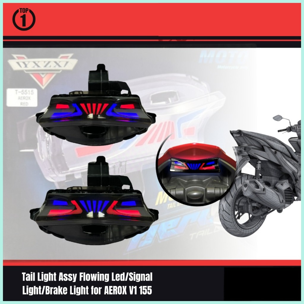 TOP1 Tail Light Assy Flowing Led/Signal Light/Brake Light for AEROX V1 ...
