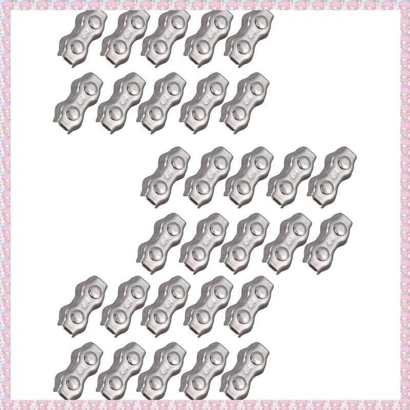 M (Qbep) 30 Pcs 3Mm Duplex Clips Stainless 1 Wire Cable Rope Grips ...