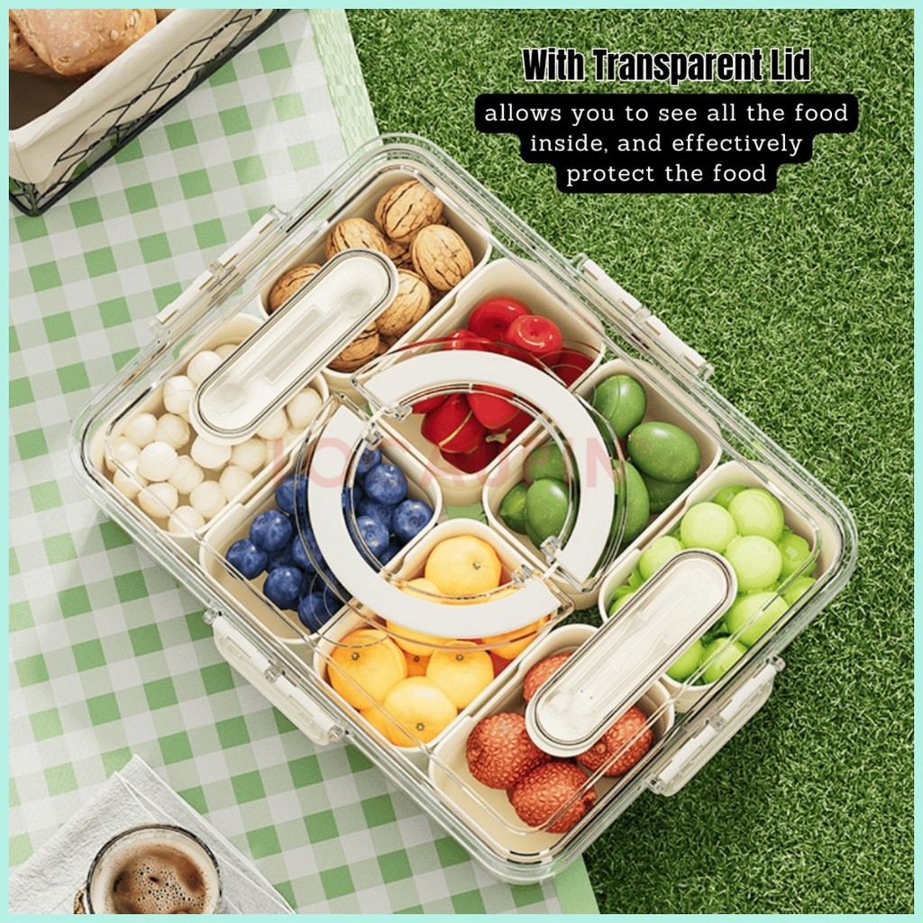 Portable Multicompartment Container Fruits and Snacks Divided Tray with ...