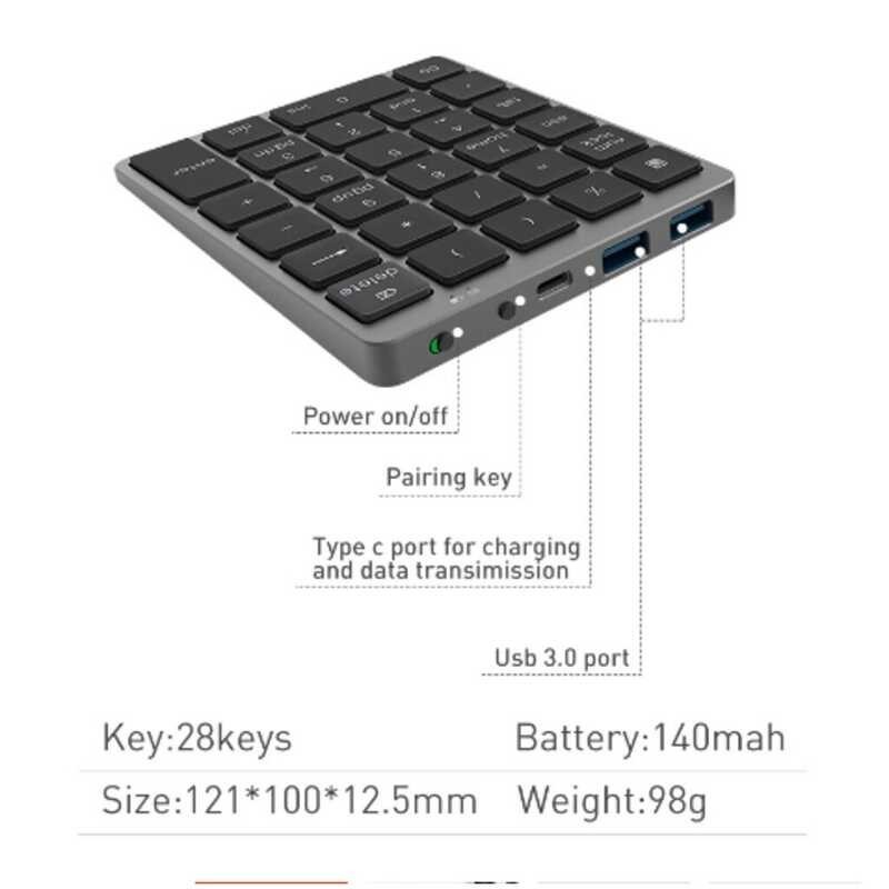 Keyboard JOMAA N970 Wireless Bluetooth Numeric Keypad Na May USB HUB ...