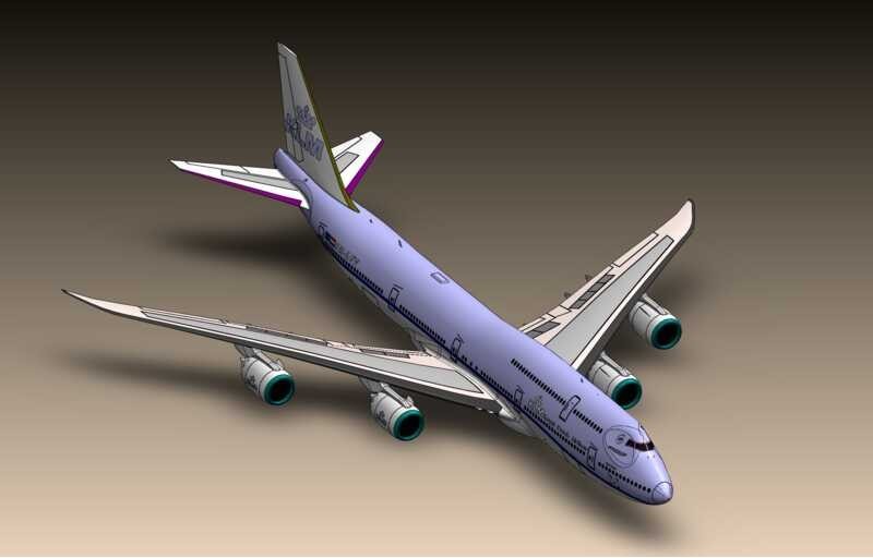 Modelo Tatlong-Dimensiyon 3D Drawing Ng Boeing 747 Aircraft Solidworks ...